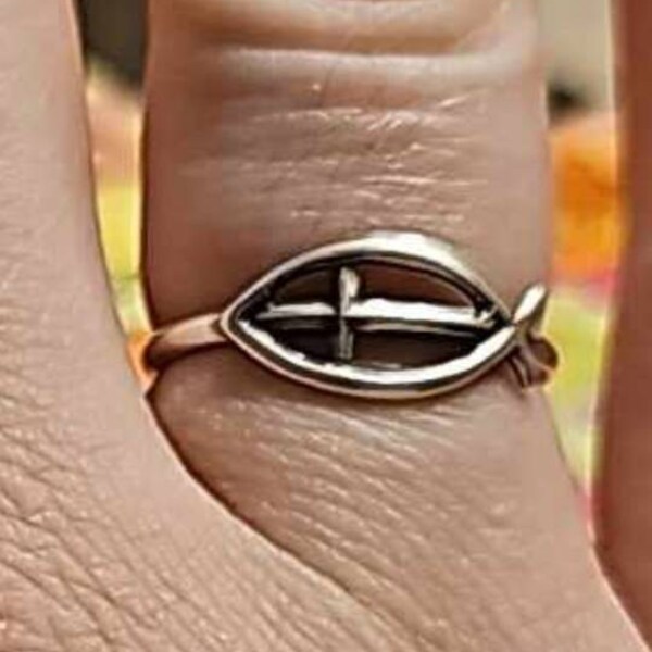 Ichthus Ring, Christian Ring, Ichthys, Fish Cross Ring, Silver, Gold ...