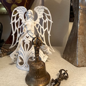 Beautiful Tone Buddhist Brass Bell Medium Tibetan Prayer Bell Home ...