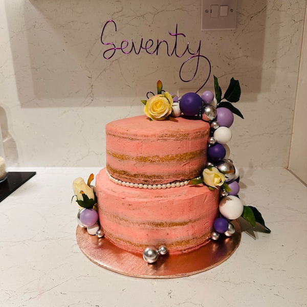 Custom Number 70th Birthday Cake Topper Wire, Custom Seventy Number ...