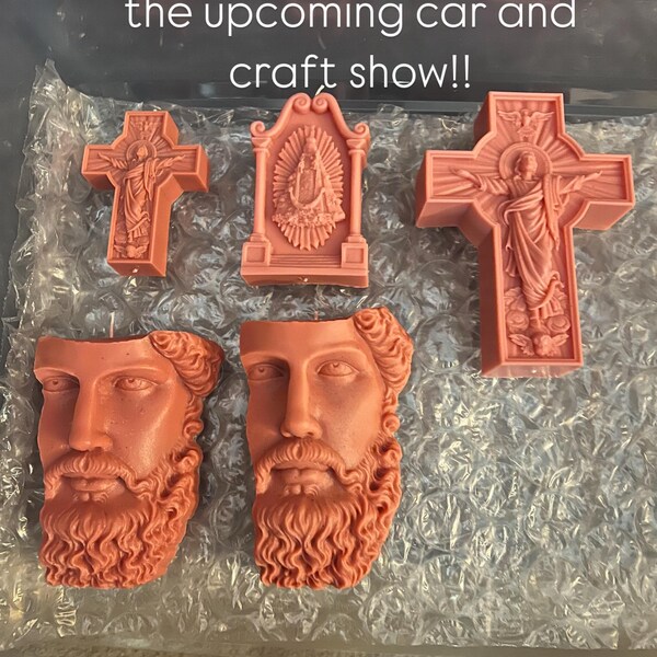 Crucifix Jesus Sculpture Human Face Head Plaster Mold DIY Christian ...