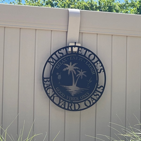 Backyard Oasis Sign Art, Custom Backyard Sign, Palm Tree Wall Art, Good ...
