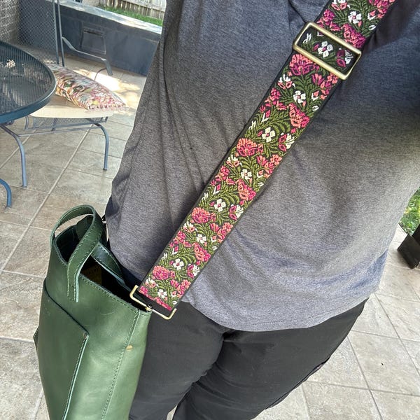 Slim Retro Purse Strap, Geometric Pattern, Replacement Crossbody Strap - Etsy