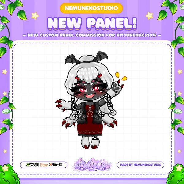 Custom Full Body Chibi Cute Panels or Button Information for Twitch ...