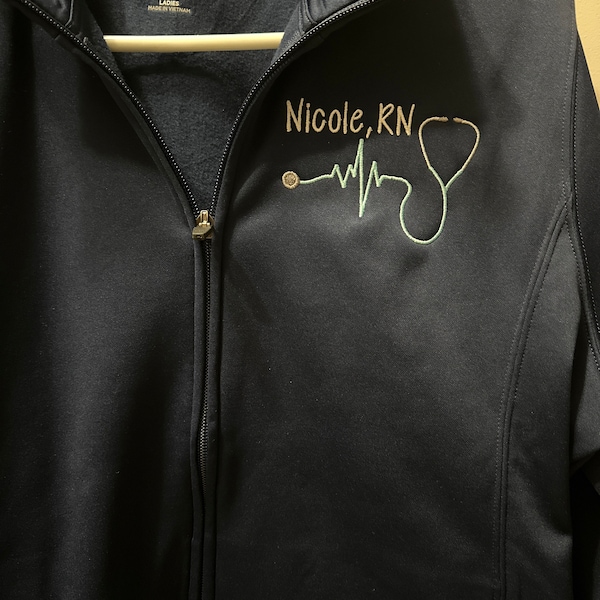 Monogrammed Nurse Full Zippered Jacket Sweatshirt | Personalized Nurse ...