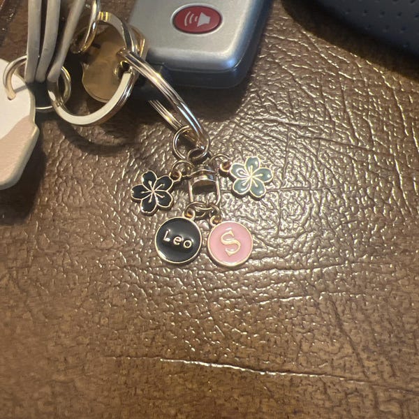 Girly Dangle Keychain Custom Initial With Flower-star-cherry-envelope ...