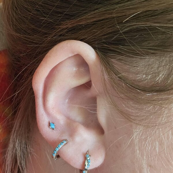 Tiny Flower Helix Hoop Earring • Flower Rook Hoop • Helix Earring ...