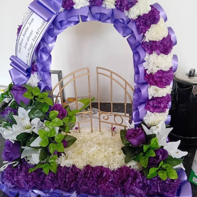 Gates of Heaven Funeral Flower Tribute Artificial Silk Memorial ...