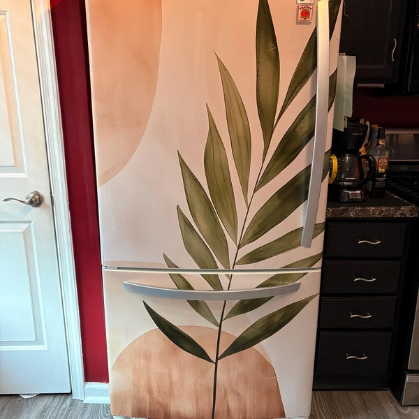 Boho Fridge Wrap Beige, Refrigerator Wrap Side by Side Vinyl, Fridge ...