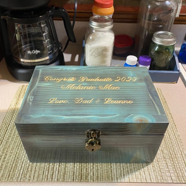 Personalized Memory Box With Lock, Beautifully Engraved Wooden Keepsake ...