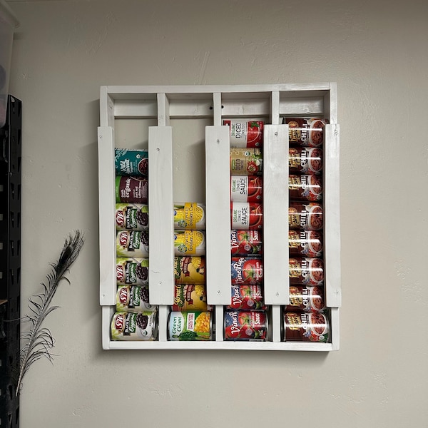 Wall Mounted Can Organizer, Wood Wall Can Organizer, Food Organizer ...
