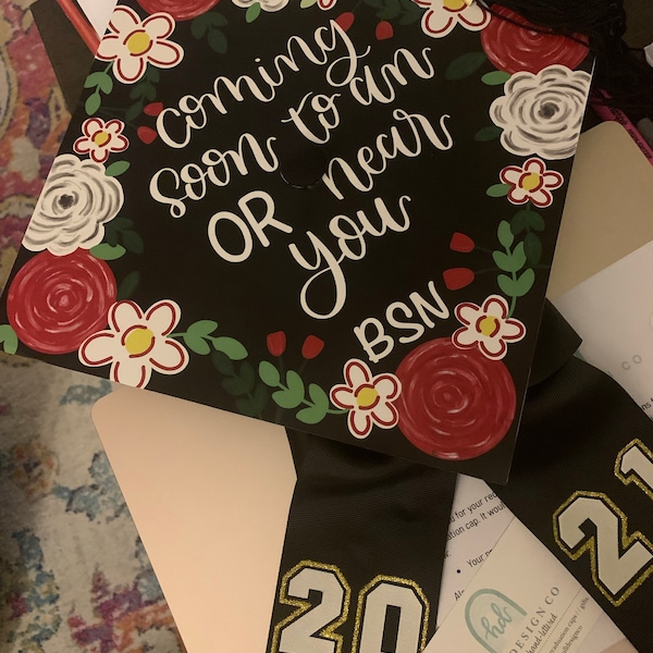 Custom "the Emily" Graduation Cap Topper, Nursing Graduation Cap ...
