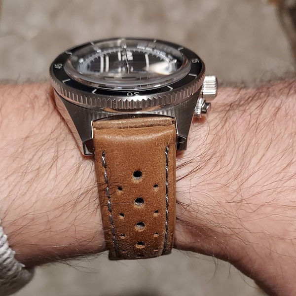 Handmade Copper Brown Italian Leather Watch Strap, Full Grain Leather ...