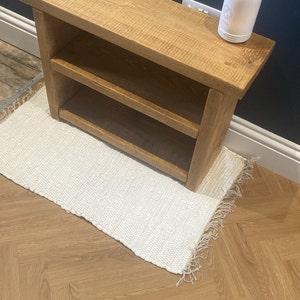 Cotton Flatweave Rug Machine Washable Small Rug Bath/shower Mat White ...