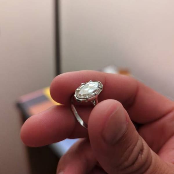 Old Mine Moval Cut Moissanite Engagement Ring/ Solitaire Moissanite ...