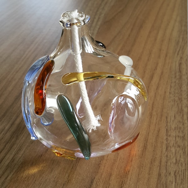 Hand Blown Glass Oil Lamp - Etsy