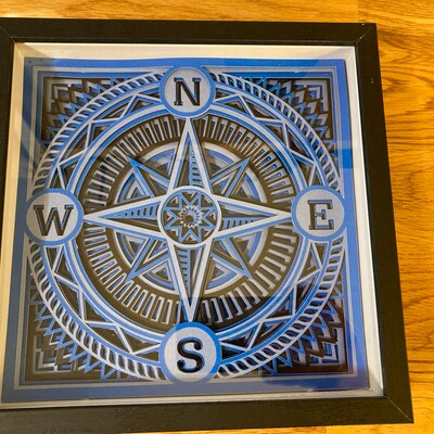 Multilayer Compass Mandala SVG, 3d Compass Svg, Shadow Box Compass ...