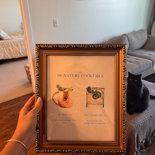 Custom Wedding Cocktail Sign - Deckled Edge 8in X 10in Signature ...