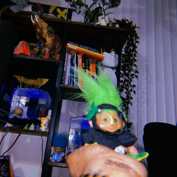 Vintage Ace Novelty Treasure Troll Doll, Purple Hair, Purple Circle ...