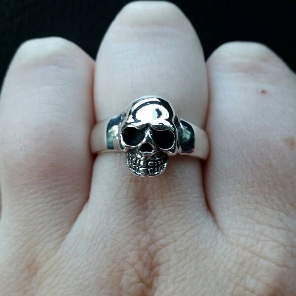 Small Skull Ring,sterling Silver, Signet,solid Skull, Steampunk, Gothic ...