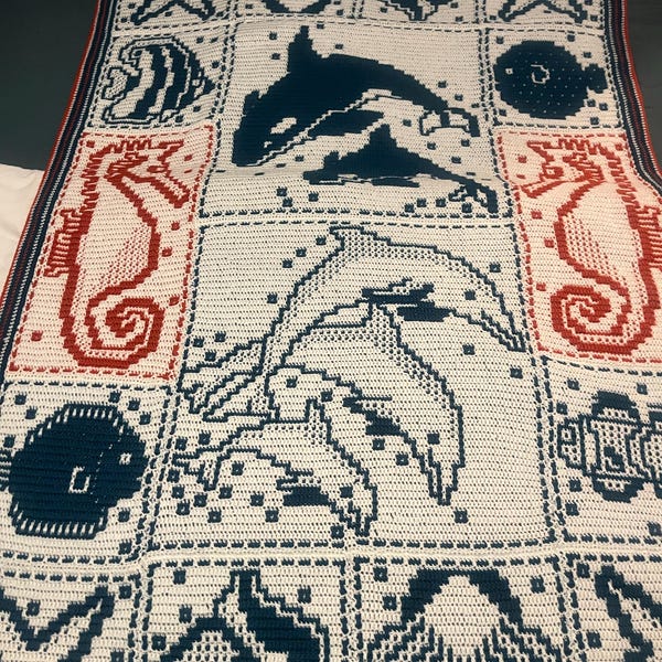 Seaworld, Digital Pattern for Overlay Mosaic and Interlockig Filet ...