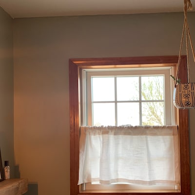 Solid Cotton Linen LOOK Texture Cafe Curtains , Tier Curtains, Kitchen ...