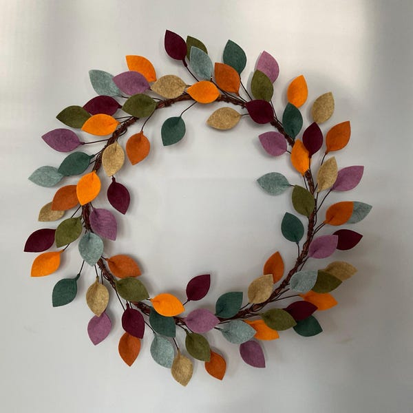 Everyday Front Door Wreath / Autumn Felt Leaf Wreath / as Seen in HGTV ...