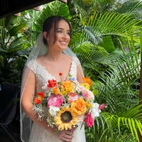 Wildflower Bridal Bouquet, Colorful Orange Hot Pink Wedding Bouquet ...