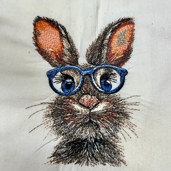 Bunny Machine Embroidery Easter Bunny With Glasses Pattern, 6 Sizes ...