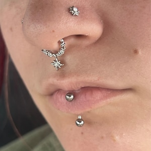 3pcs 20G Sun Moon Opal Silver Nose Studs/l Shape Nose Ring/nose Bone ...