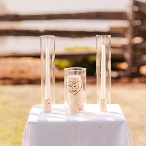 Personalized Birch Wood Unity Candle Set, Handmade Rustic Wedding ...