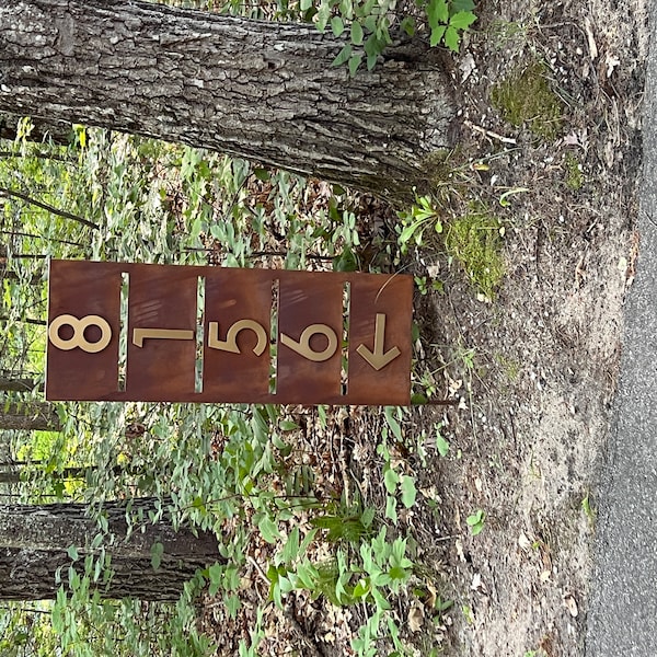 Enfield XL Address Yard Sign: 6" Aluminum Numbers, Vertical Yard Plaque ...