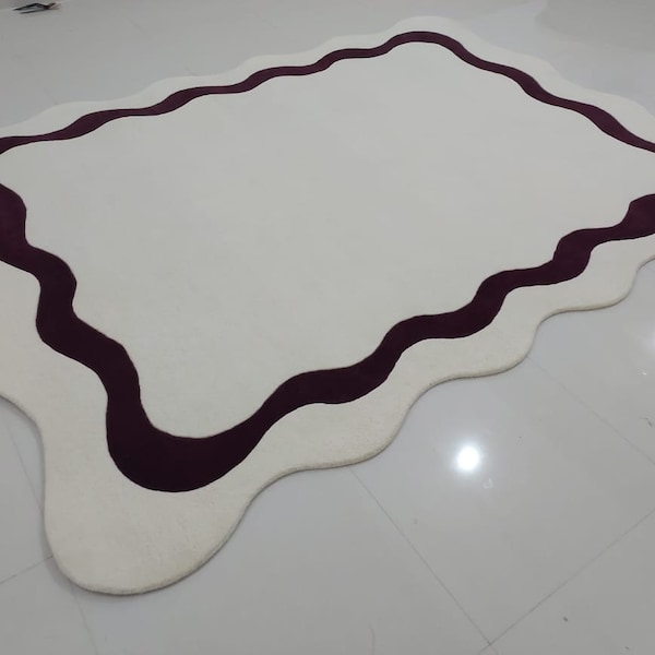 Modern Handmade 12x18 Fine Ivory Curve Embossed Cut Tufted Area Rug for ...