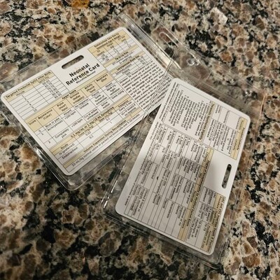 Neonatal Reference Card NRP Apgars NICU Nurse NNP Quick Badge Resource ...