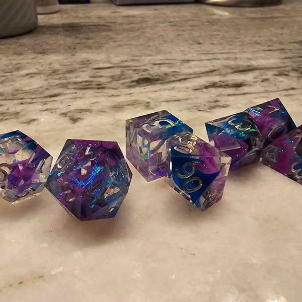 Cosmic Starlight DND Dice , Galaxy Space Sharp Edge Dice Set,blue ...