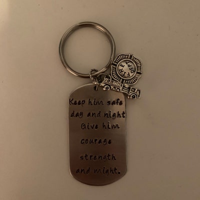 Fireman Keep Him Safe Key Chain, Keep Him Safe Day and Night ...