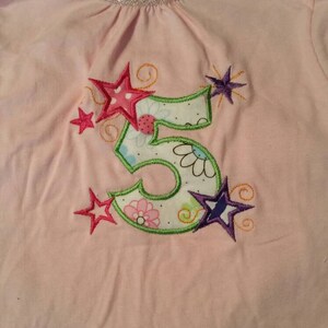 Star Number Five 5th Birthday Applique Machine Embroidery Design Fifth ...