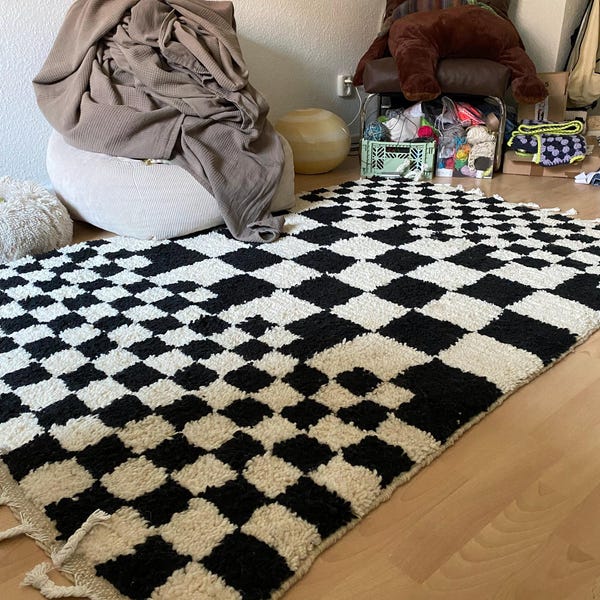 Black and White Checkered Rug! Checkered Moroccan Rug. - Etsy