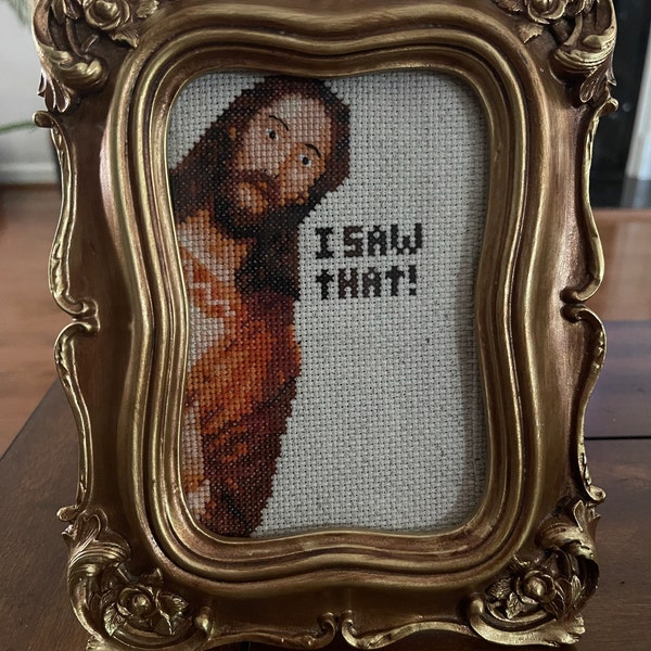 Peeking Jesus I Saw That Cross Stitch Pattern | Funny Christ Xstitch ...
