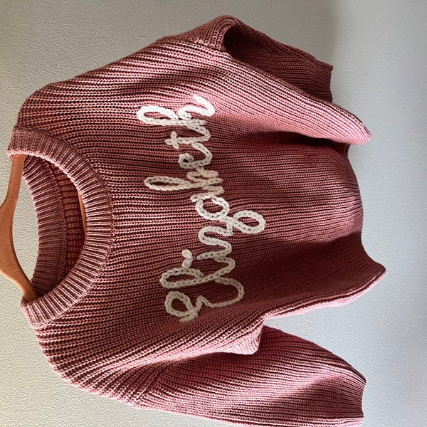 CUSTOM NAME Chunky Knits | Customize | Hand Embroidered | Chain Stitch ...