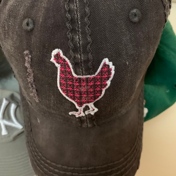 Embroidered Chicken Baseball Cap Hat: Women's Floral Design, Crazy ...