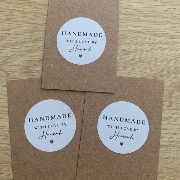 Personalised Handmade With Love Sticker // Custom Business Stickers ...