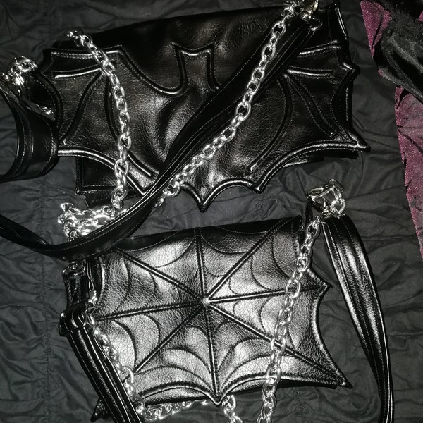 Black Faux Leather Bat Bag, Black Leatherette Bat Bag, Crossbody Bag ...