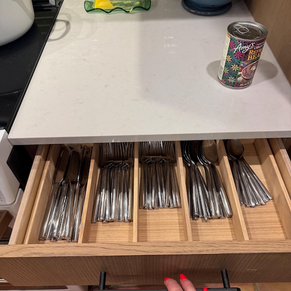 Custom Pegboard Drawer Organizer – Adjustable Ash Wood Insert, Kitchen ...