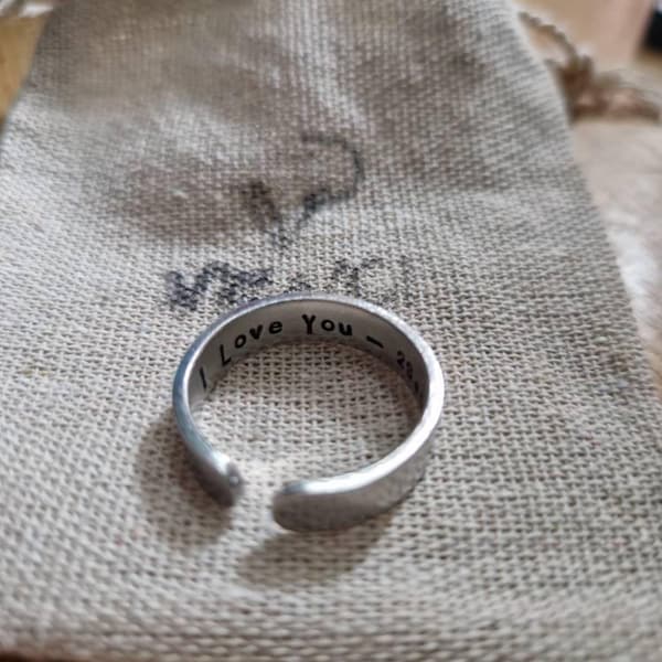 Scripture Ring Custom Bible Verse Ring Hand Stamped Cross Ring ...