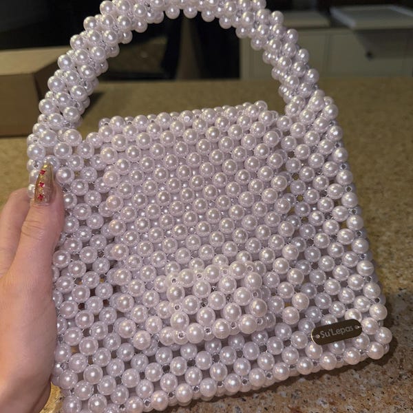 Crystal Green Beaded Handbag , Handmade Bead Bag , Custom Design ...