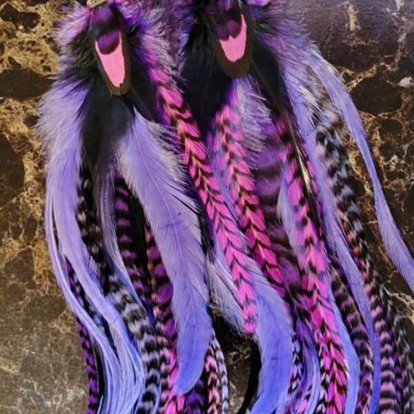 Feather Earrings Very Long Grey and Black Night Diva Streamer Grizzly ...