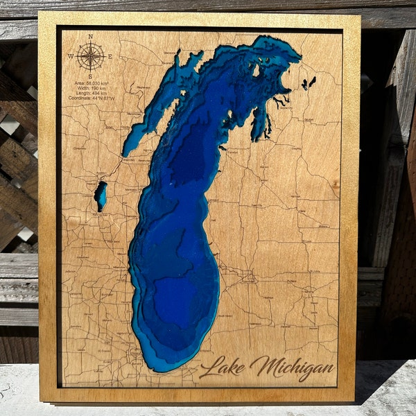 Lake Michigan Svg File for Lasers, Lake Map Svg, Glowforge Map Svg ...