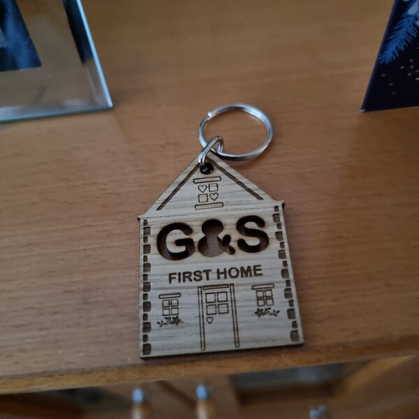 Set of 2 Couples New Home Keyrings - Housewarming Gift - Personalised ...
