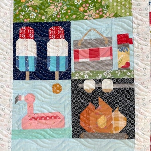 Set of 4 Camping Quilt Block Patterns Mountains, Camper, Campfire ...