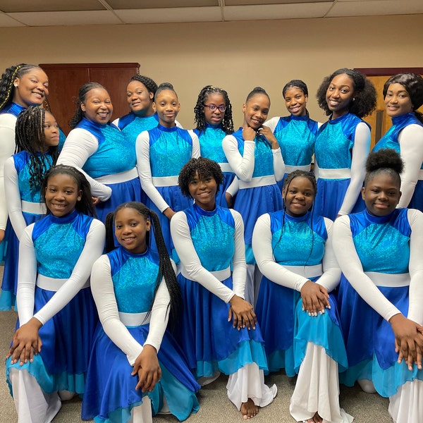 Elizabeth Dance Woman Elbow Sleeve Dress/ Mock Neck Colorful Two Layer ...